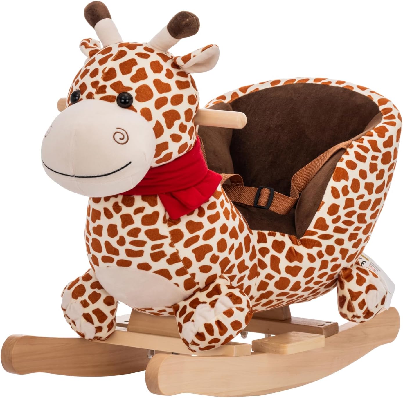 NINODOVAE Kids Rocking Horse Giraffe Stuffed Animal Wooden Rocker for ...