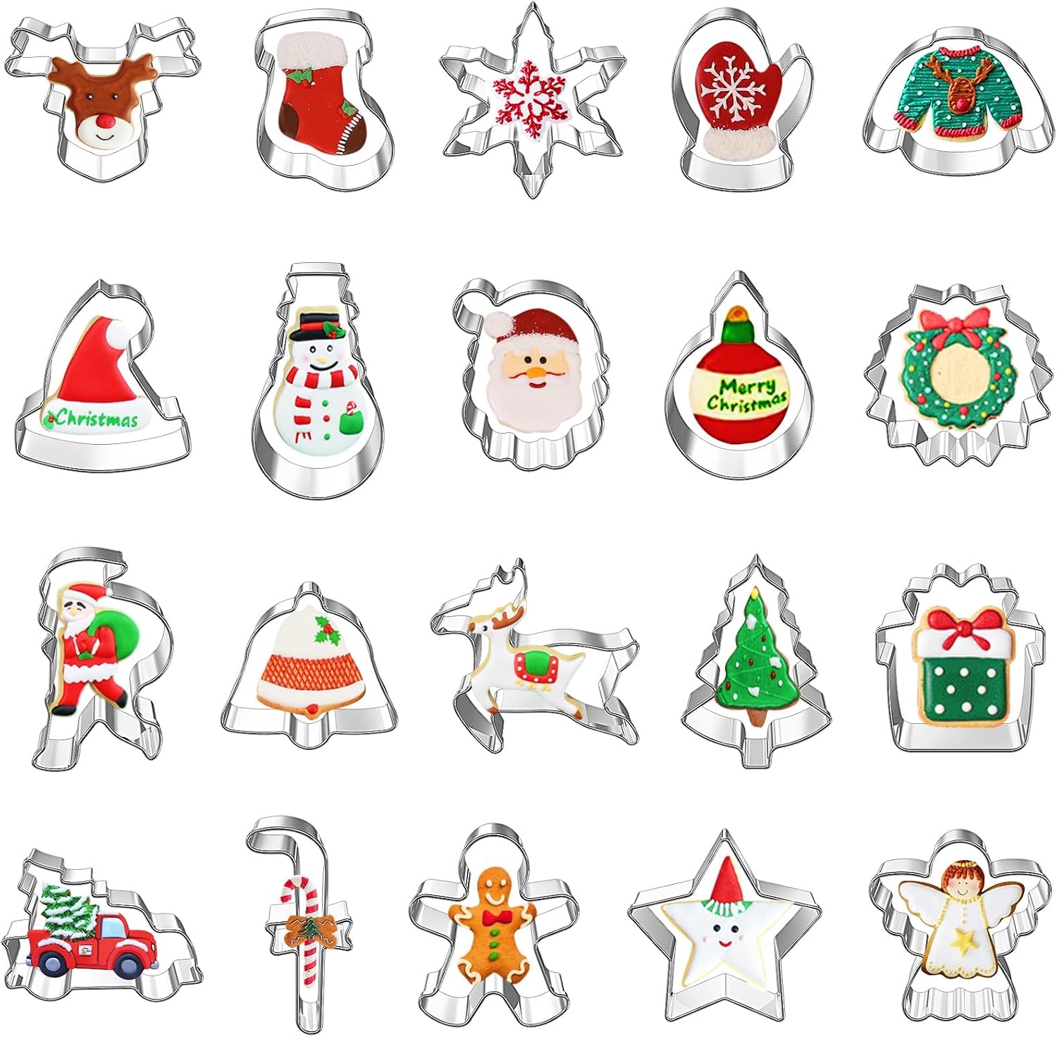 Amazon.com: 20 Pcs Christmas Cookie Cutters, Holiday Cookie Cutters ...