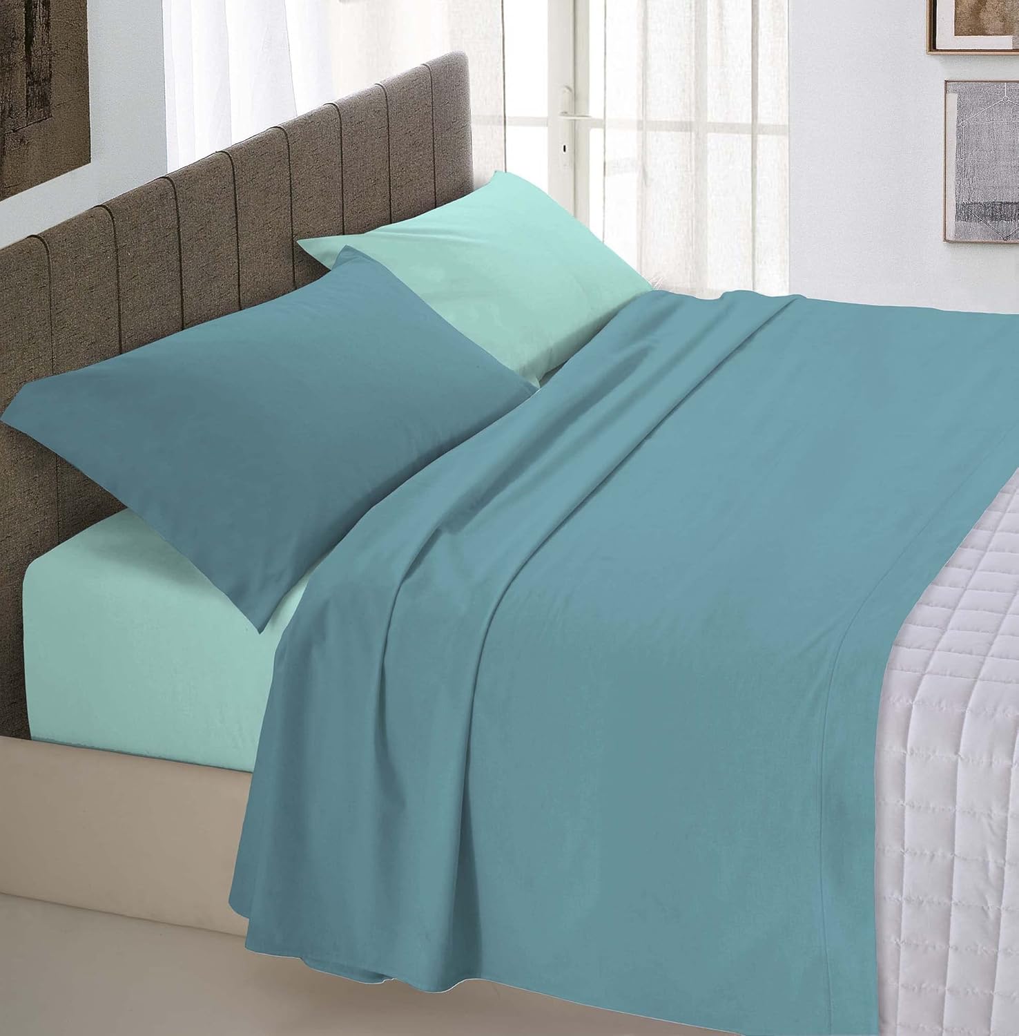 Italian Bed Linen Natural Color Bed Set (Flat 250x300, Fitted Sheet ...