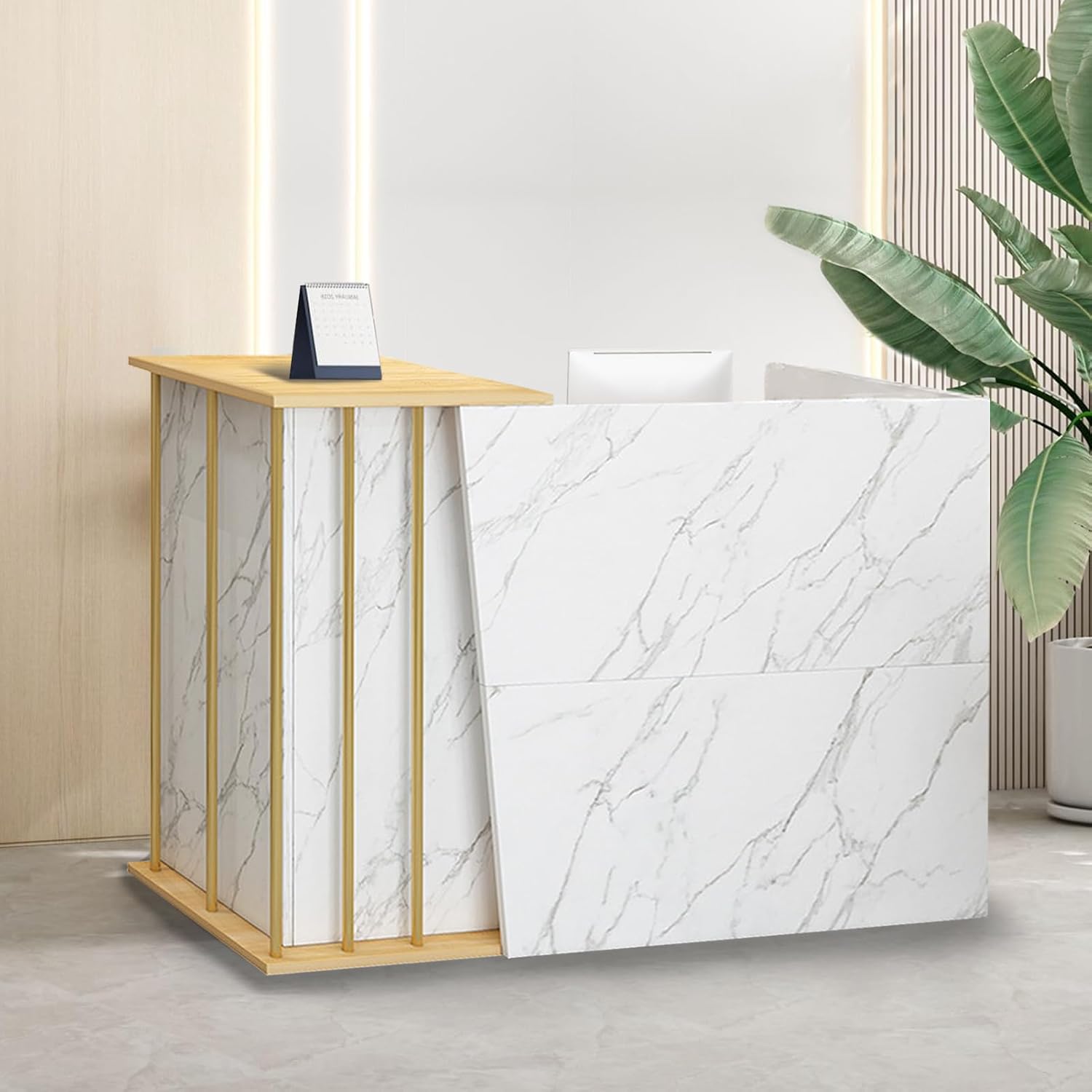 Amazon.com: Reception Desk with Counter, Front Counter Desk with ...