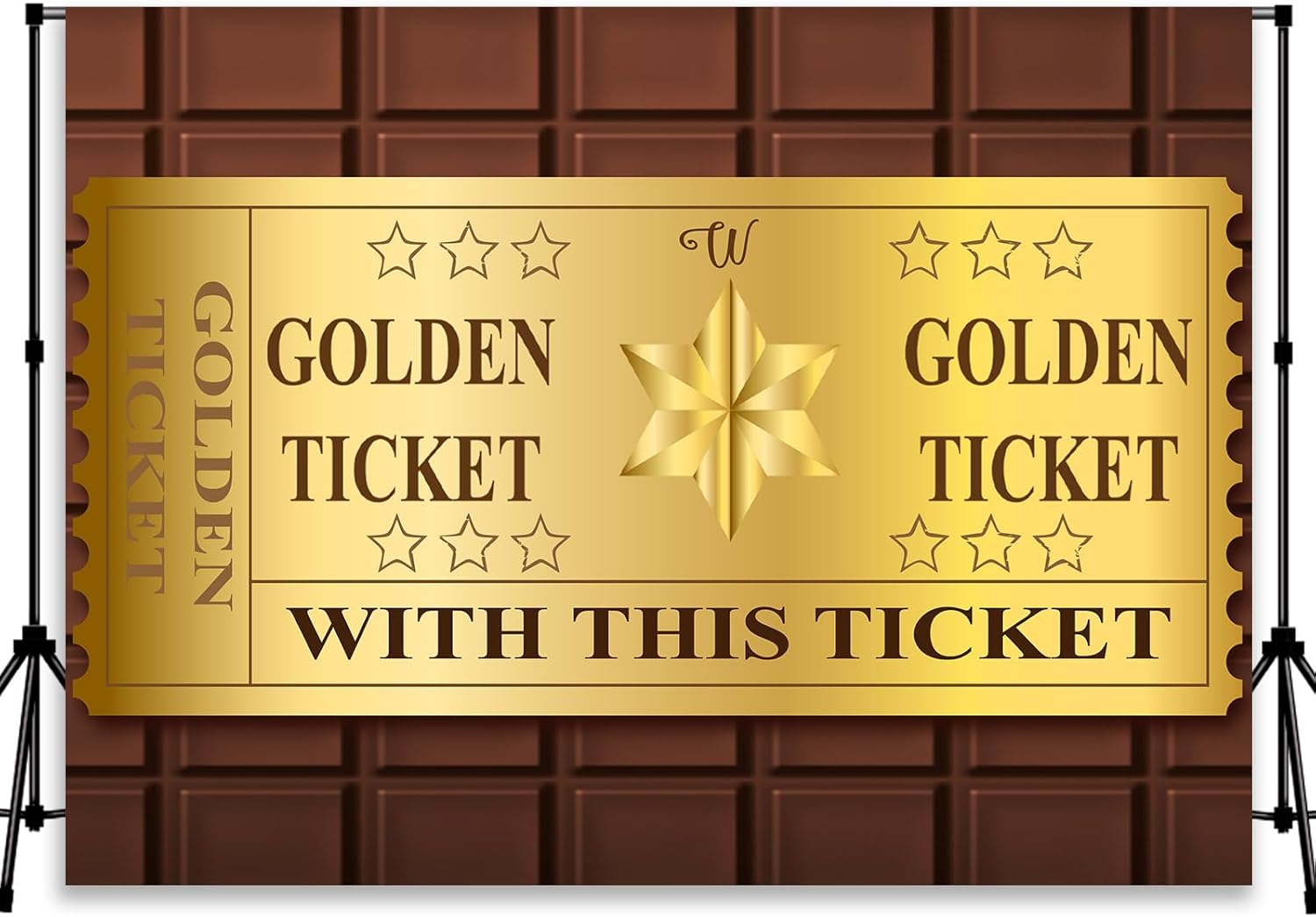 Amazon.com : QICAIYUN 7x5ft Golden Ticket Backdrop Chocolate Factory ...