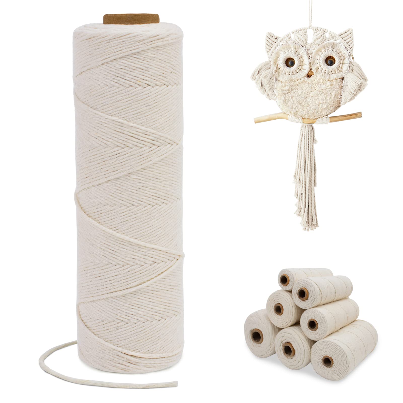 Amazon.com: LEREATI Single Strand Macrame Cord 1mm x 110yards, Natural ...