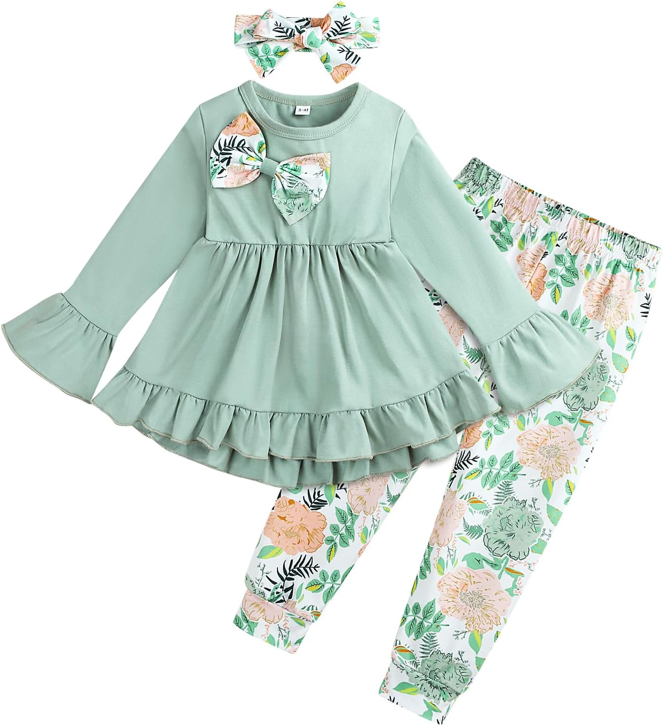 Amazon.com: Ayzozuy Toddler Baby Girl Clothes Outfits Floral Outfit ...