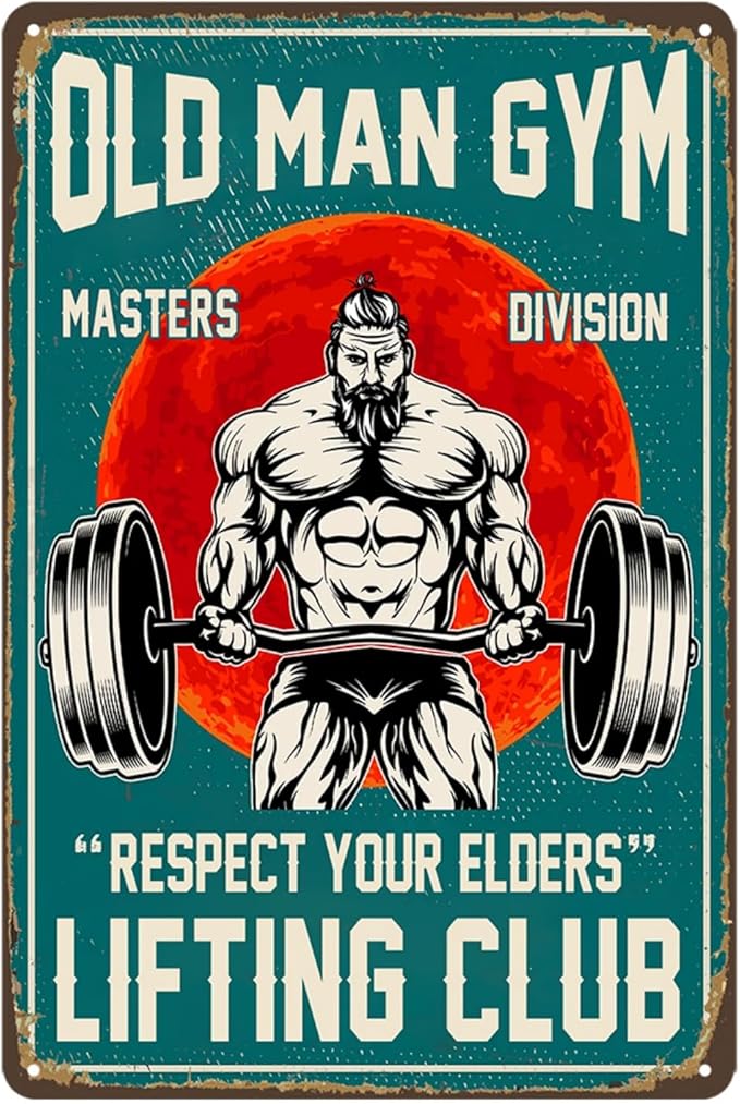 Amazon.com: Home Gym Decor Old Man Gym Sign Vintage Gym Poster Gym ...