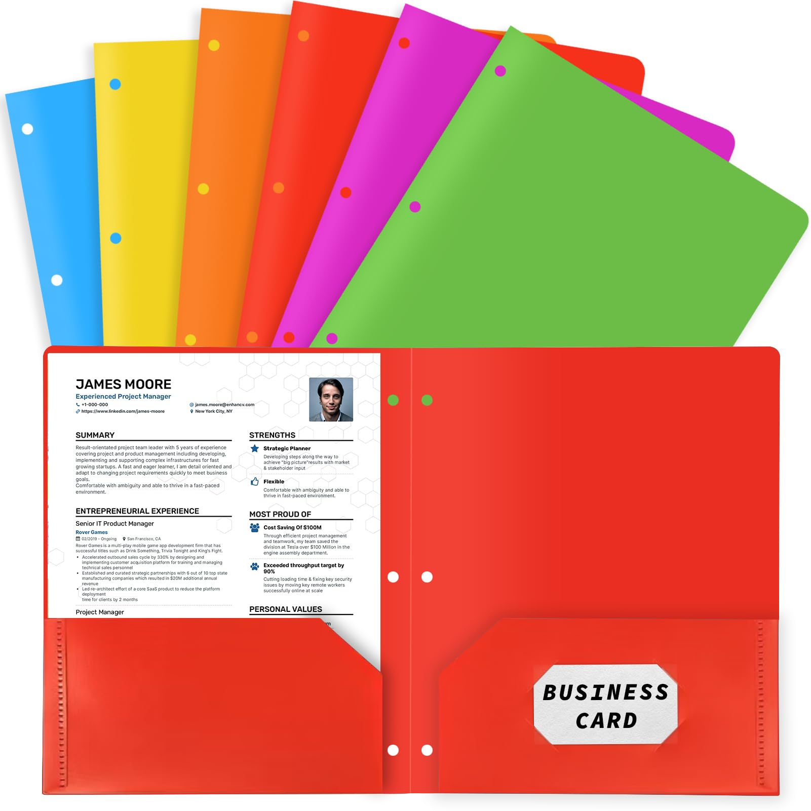 Amazon.com : Folders with Pockets 3 Hole Punched, Folders Fit in 3 Ring ...