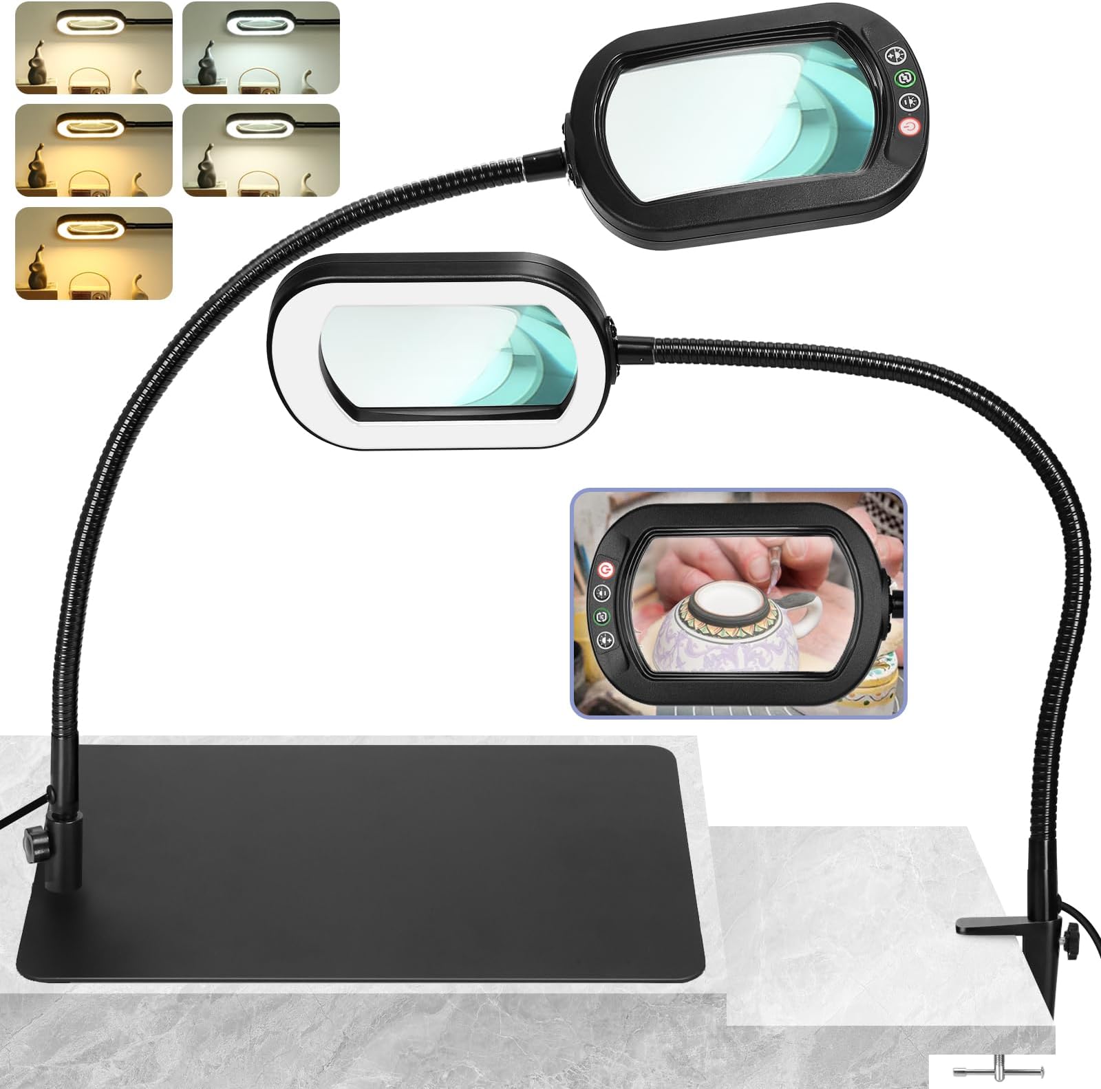 Amazon.com: 5X Large Magnifying Glass with Light and Stand, 36 LED ...