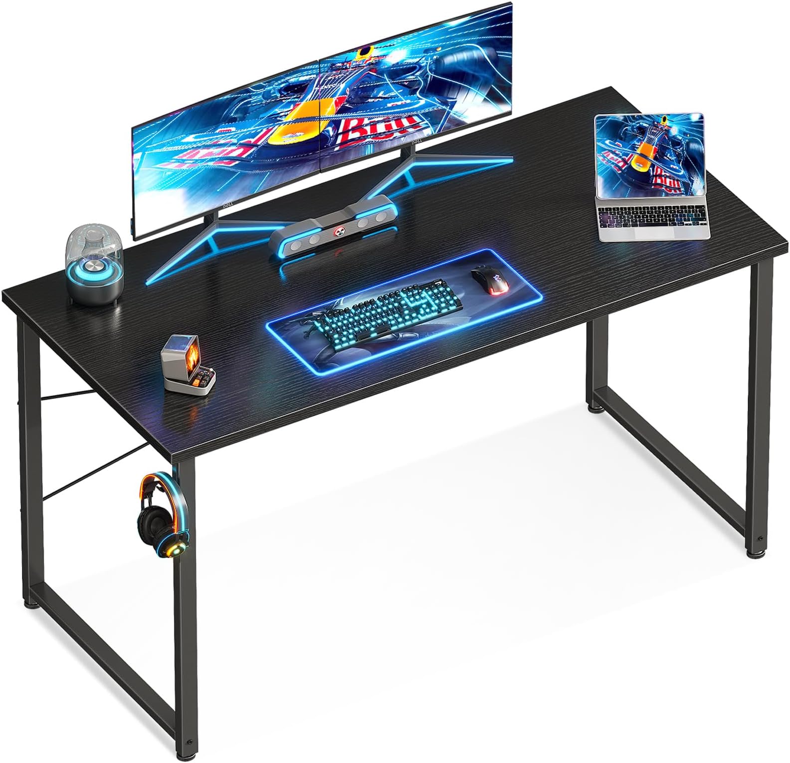 Amazon.com: YSSOA 47 inch Home Office Desk, Computer Desk Black, Office Writing Desk Working ...