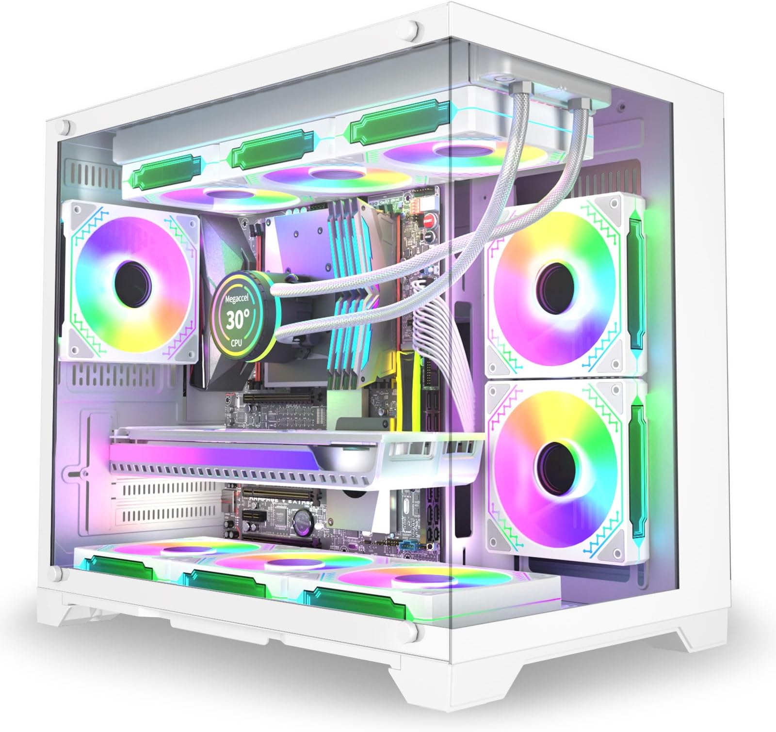 Amazon.com: MUSETEX ATX PC Case, 6 PWM ARGB Fans Pre-Installed, 360MM ...