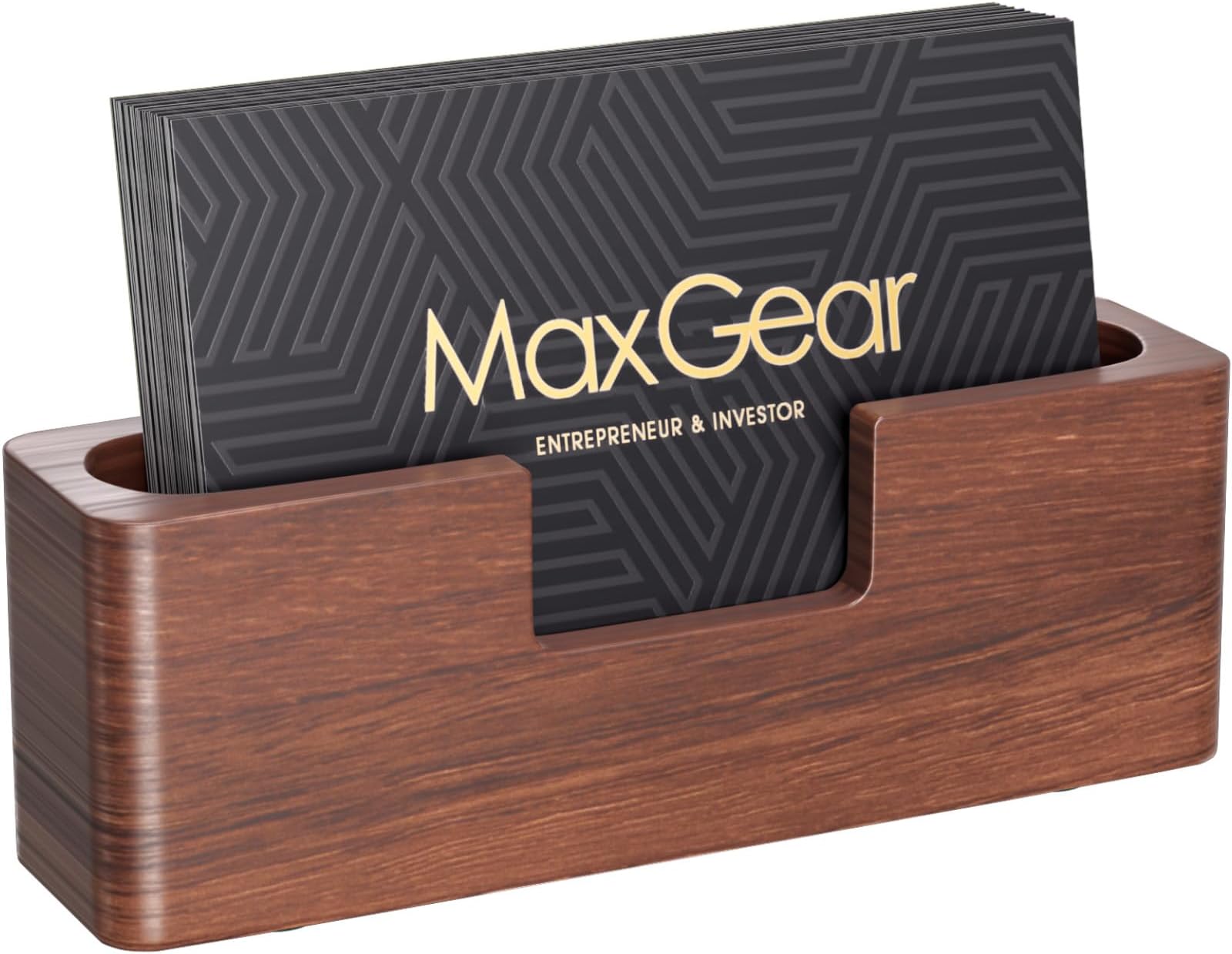 Amazon.com : SBYURE Wood Business Cards Holder for Desk Brown Wood Name ...