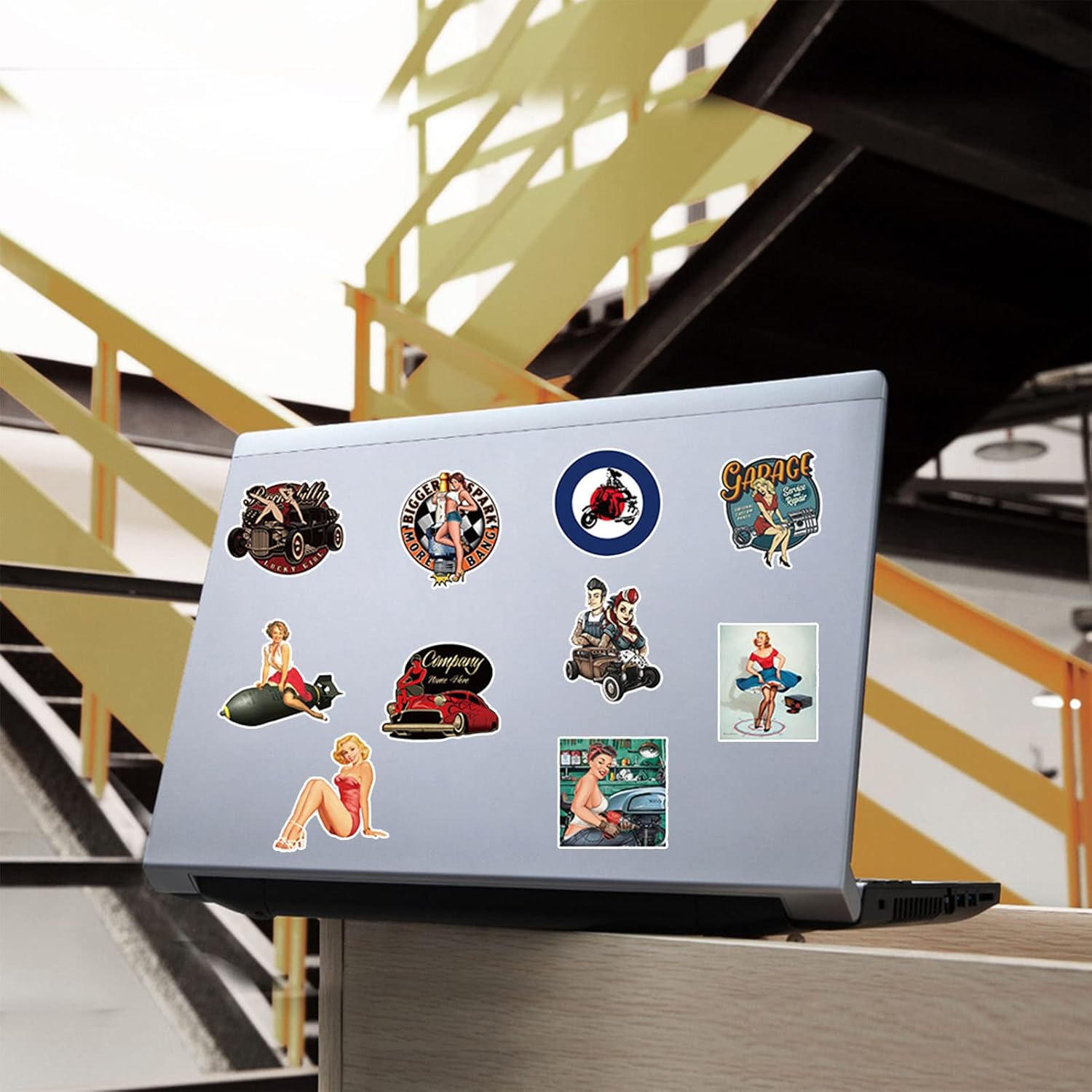 Buy 100Pieces Sexy Retro Pinup Girl Stickers, Vintage Motorcycle Girl ...