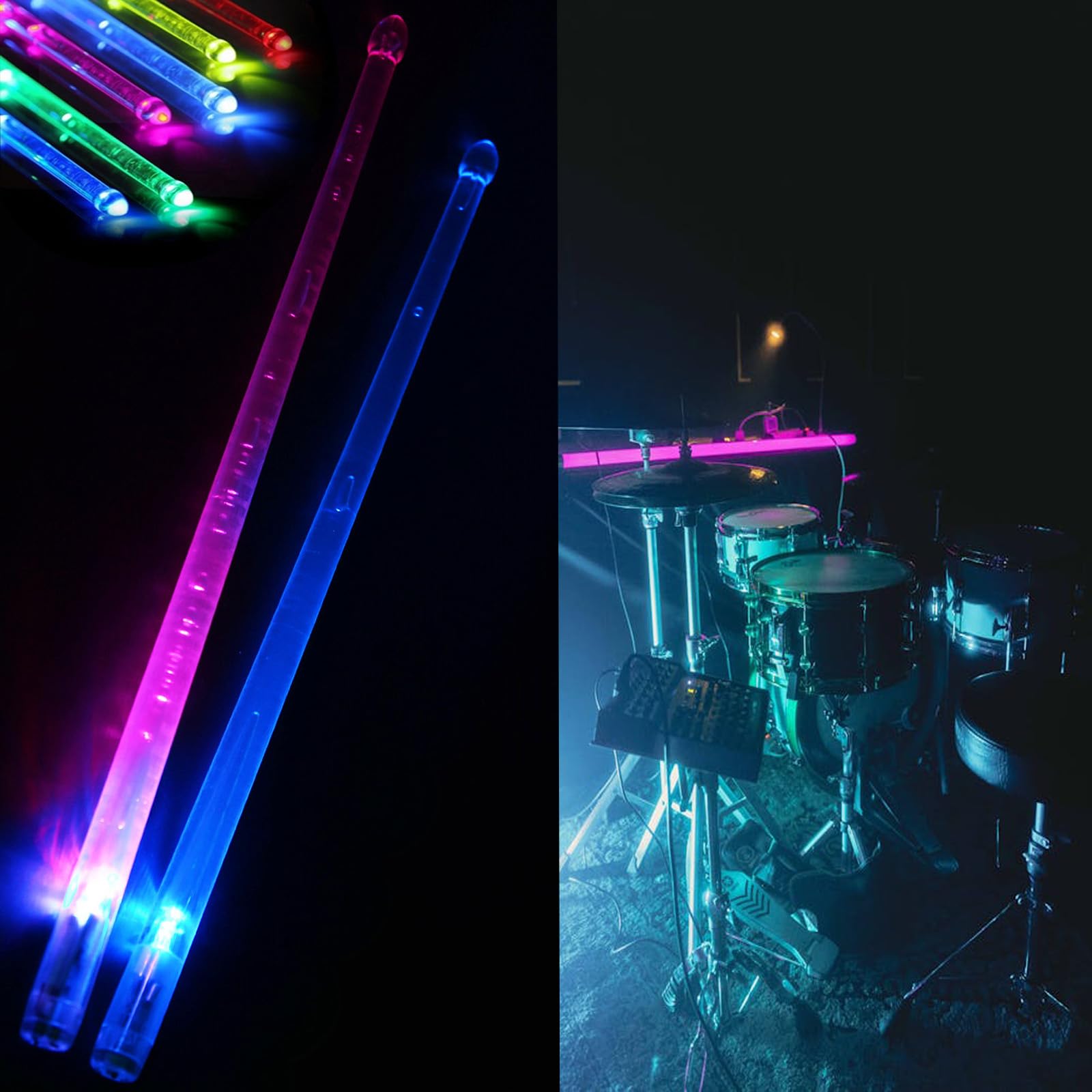 Amazon.com: Bright LED Light Up Drumsticks, USB Rechargeable 13 Color ...