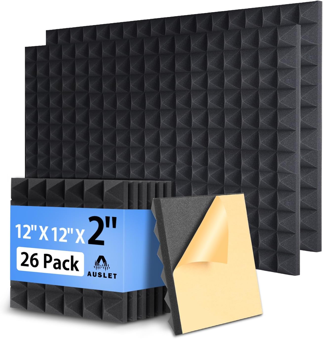 AUSLET Sound Proof Panels 12" X 12" X 2" High Density Acoustic Foam ...