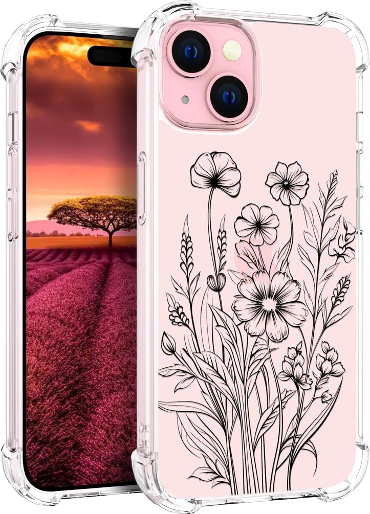 Amazon.com: Topgraph Compatible with iPhone 15 Case Cute Flower Floral ...