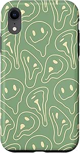 Amazon.com: iPhone XR Dripping Smile Face Melting Trendy Sage Green 90s Aesthetic Case : Cell ...