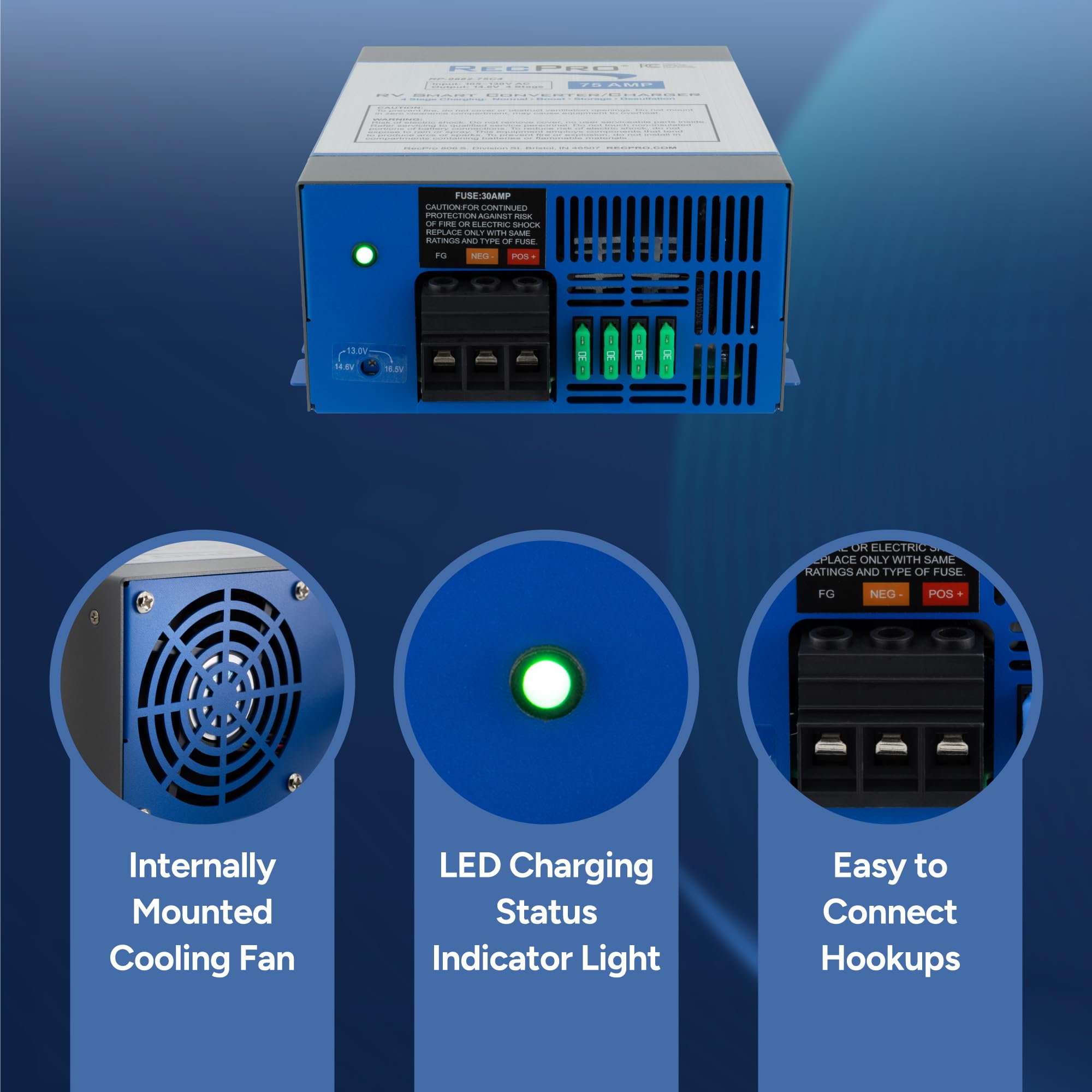 Snapklik.com : RV Converter 75 Amp RV Power Converter & Battery Charger ...