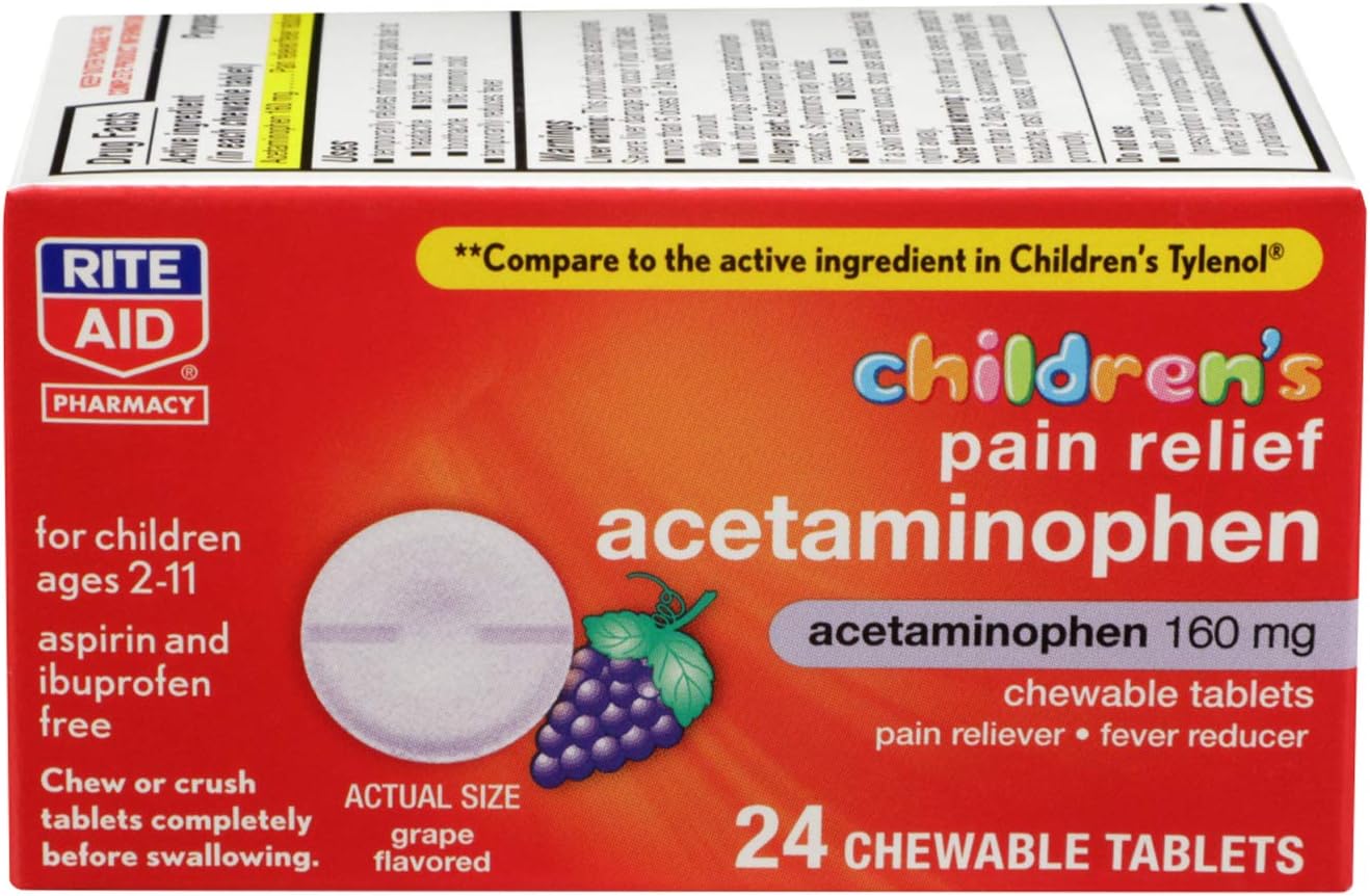 Amazon.com: Rite Aid Children's Pain Relief Chewable Grape Tablets ...