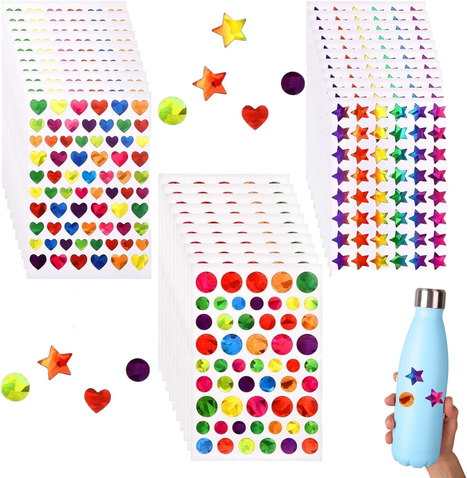 Giantree Mini Stern Aufkleber, 1650 Stück (11 Blatt) Bunt Selbstklebend ...