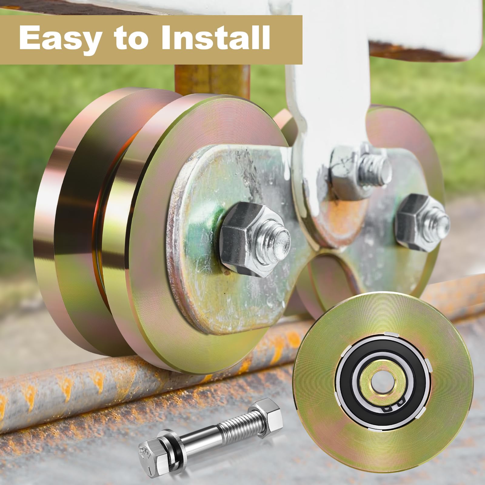 Snapklik.com : Soiiw 4" Heavy Duty Sliding Gate Rollers Wheels 2 Sets V ...