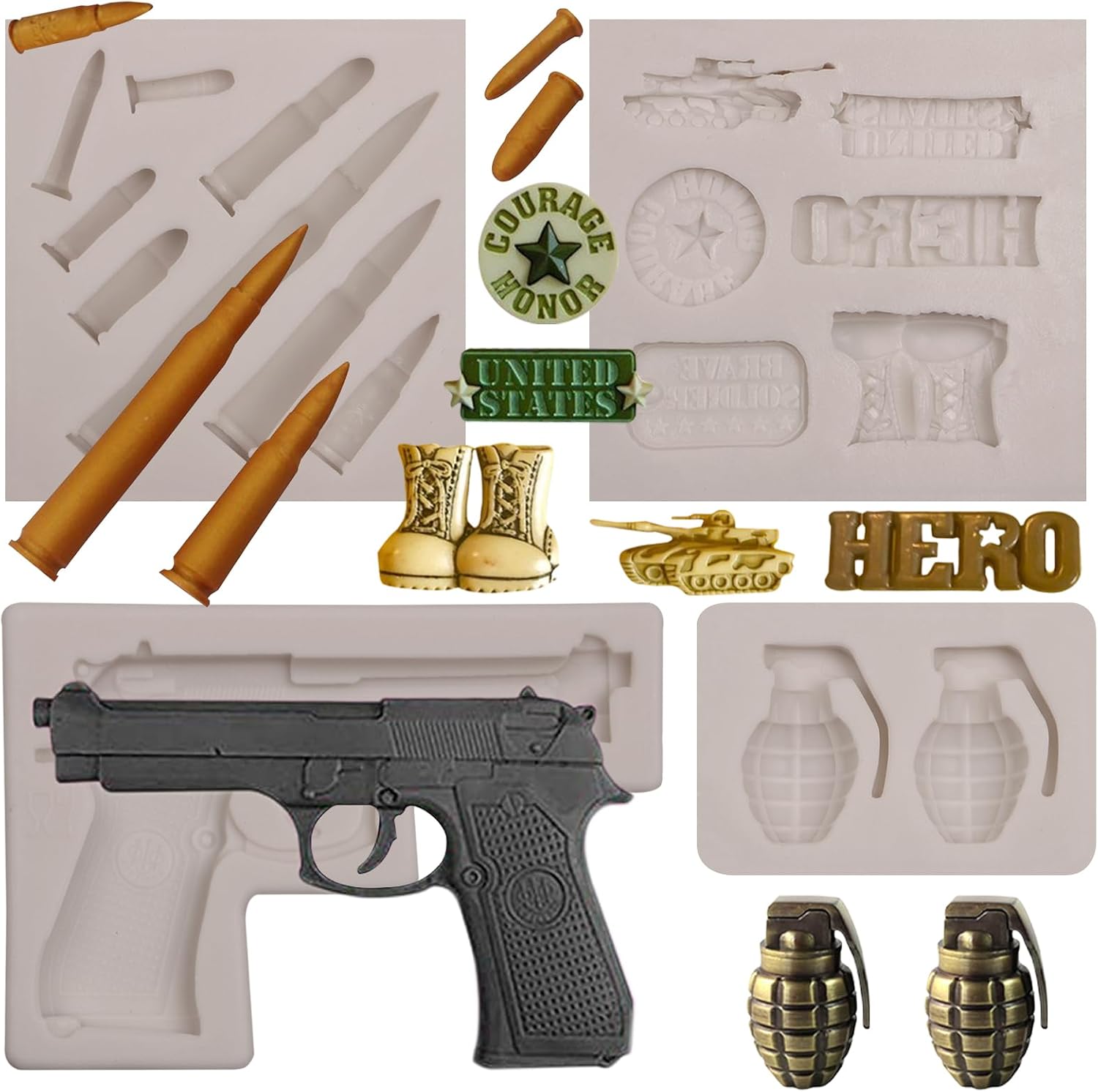 Amazon.com: Soldier Hero Army Tank Silicone Molds Handgun Chocolate ...