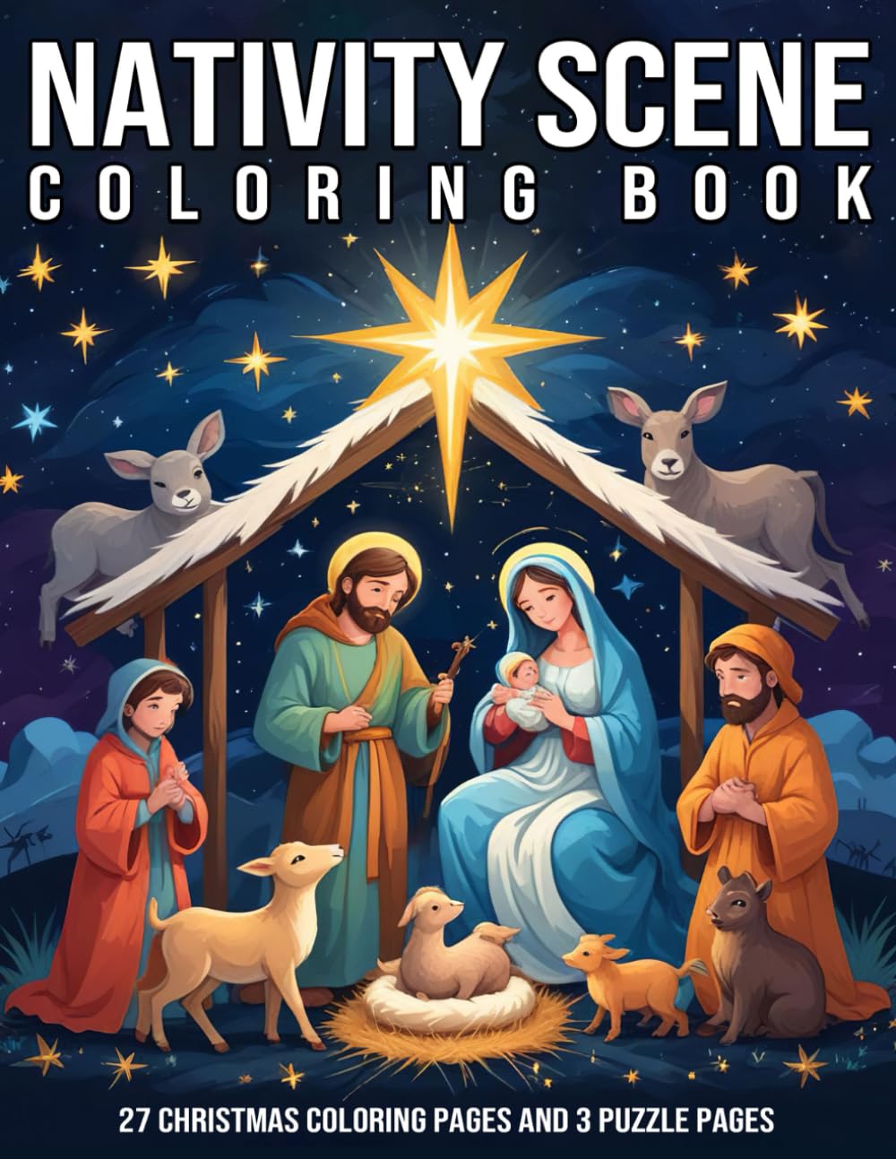 Buy Nativity Scence Coloring Book: Christmas Jesus Christian Nativity ...