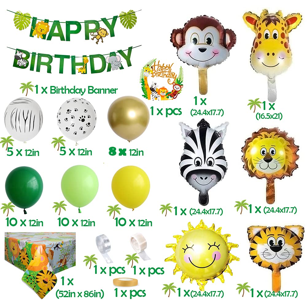 Jungle Safari Happy Birthday Decorations Kids, Jungle Balloon Garland ...
