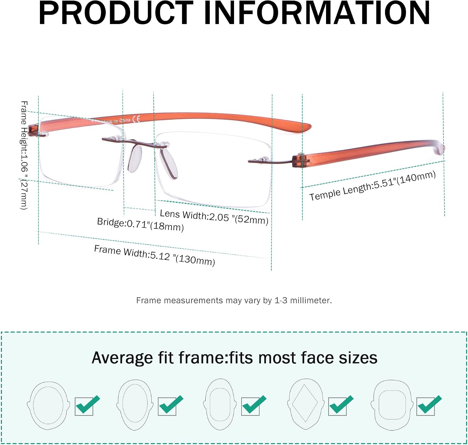 Eyekepper Small Lenes Rimless Reading Glasses Women – Frameless Reader ...