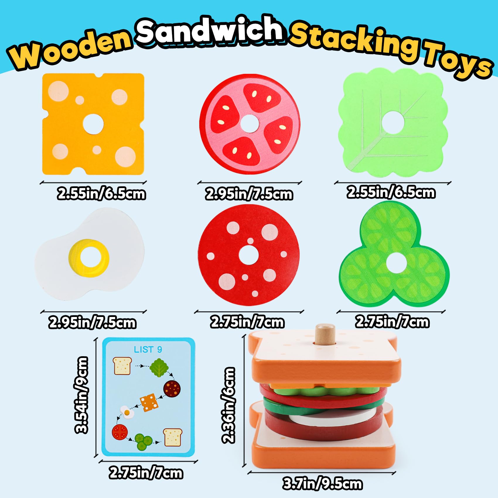 Snapklik.com : Wooden Sandwich Sorting Stacking Toys Play Food Set For ...