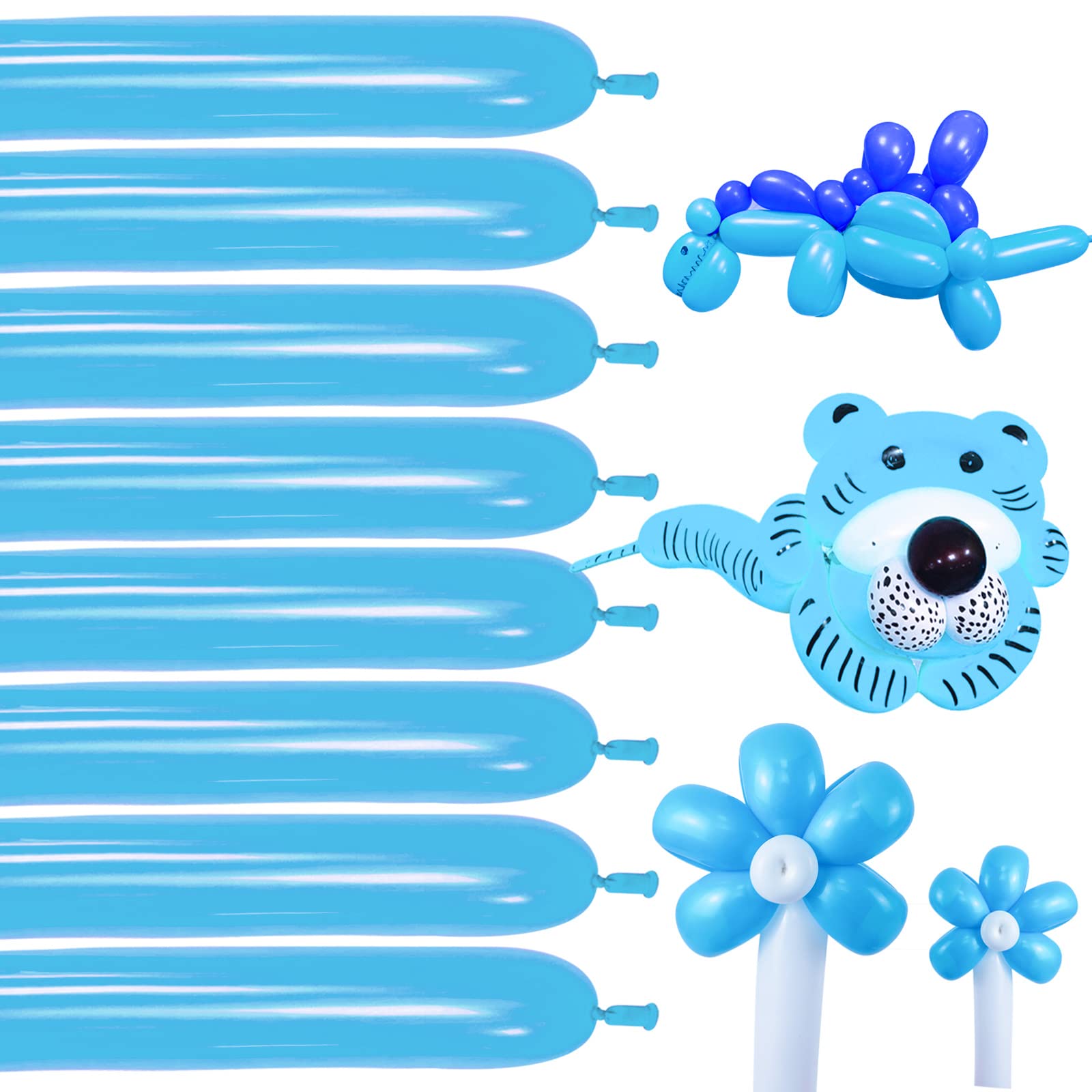 Amazon.com: Light Blue Long Balloons for Balloon Animals, Baby Light ...