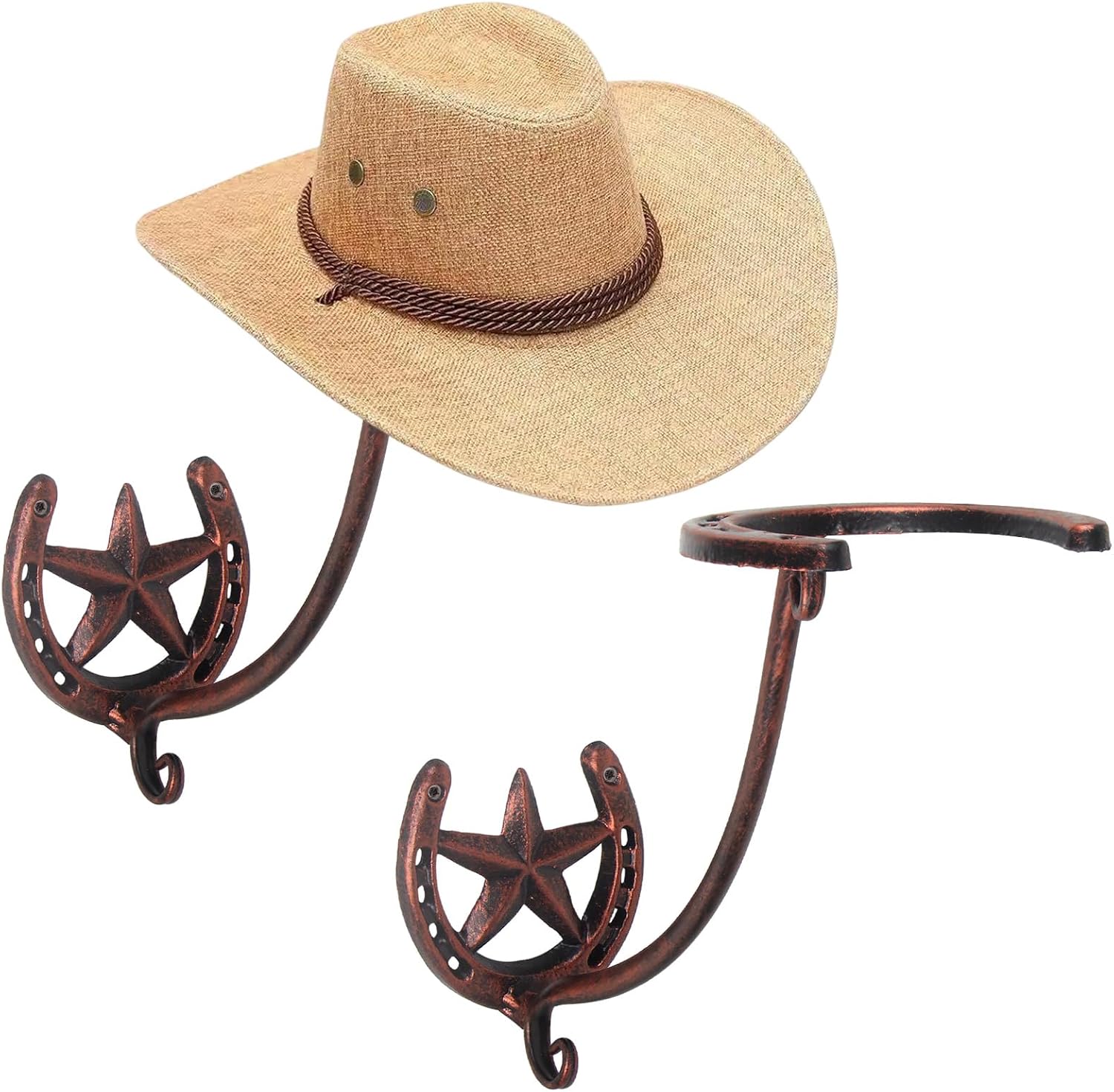 Amazon.com: YEPOTUE Cowboy Hat Rack, 2 Pack Rustic Metal Cowboy Hat ...