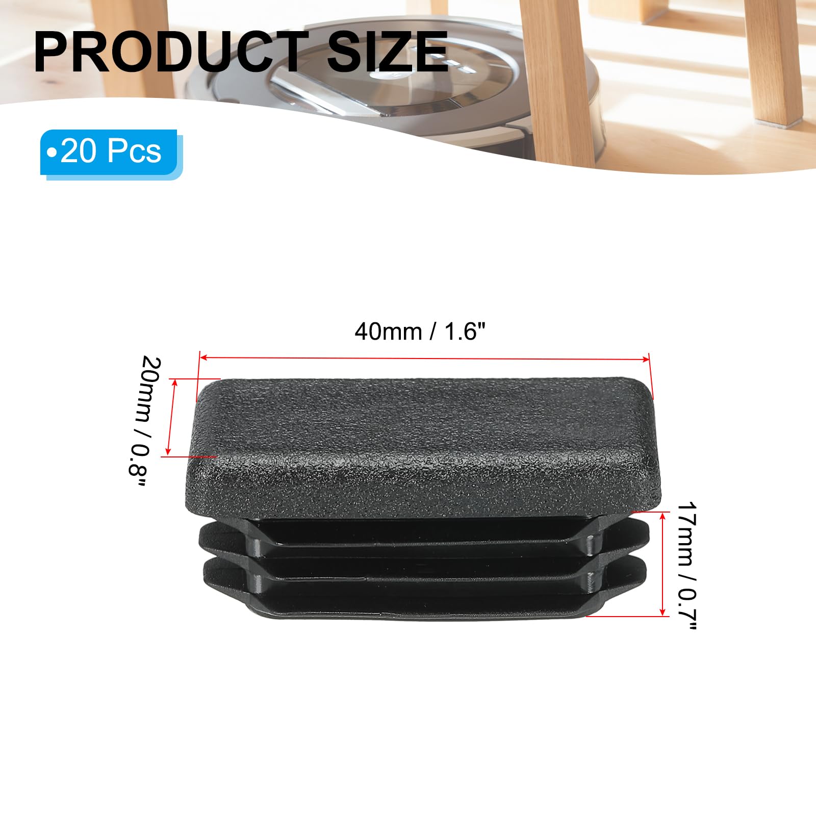 PATIKIL Rectangle Plastic Hole Plugs 0.8×0.7inch, 20 Pack Tubing Insert ...