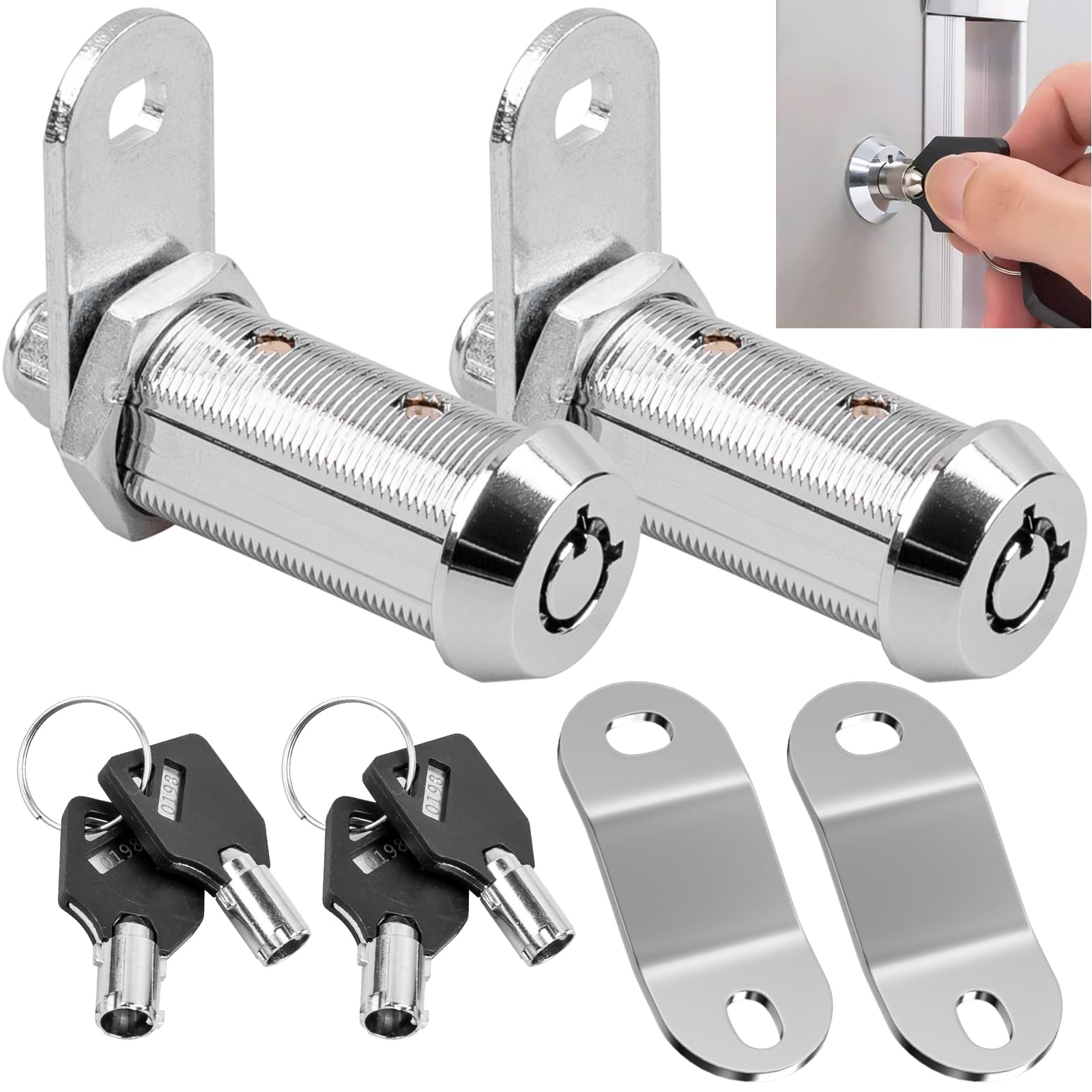 Clatoon 2 Pack RV Storage Locks 1-1/2" Keyed Alike, File Cabinet Tool ...