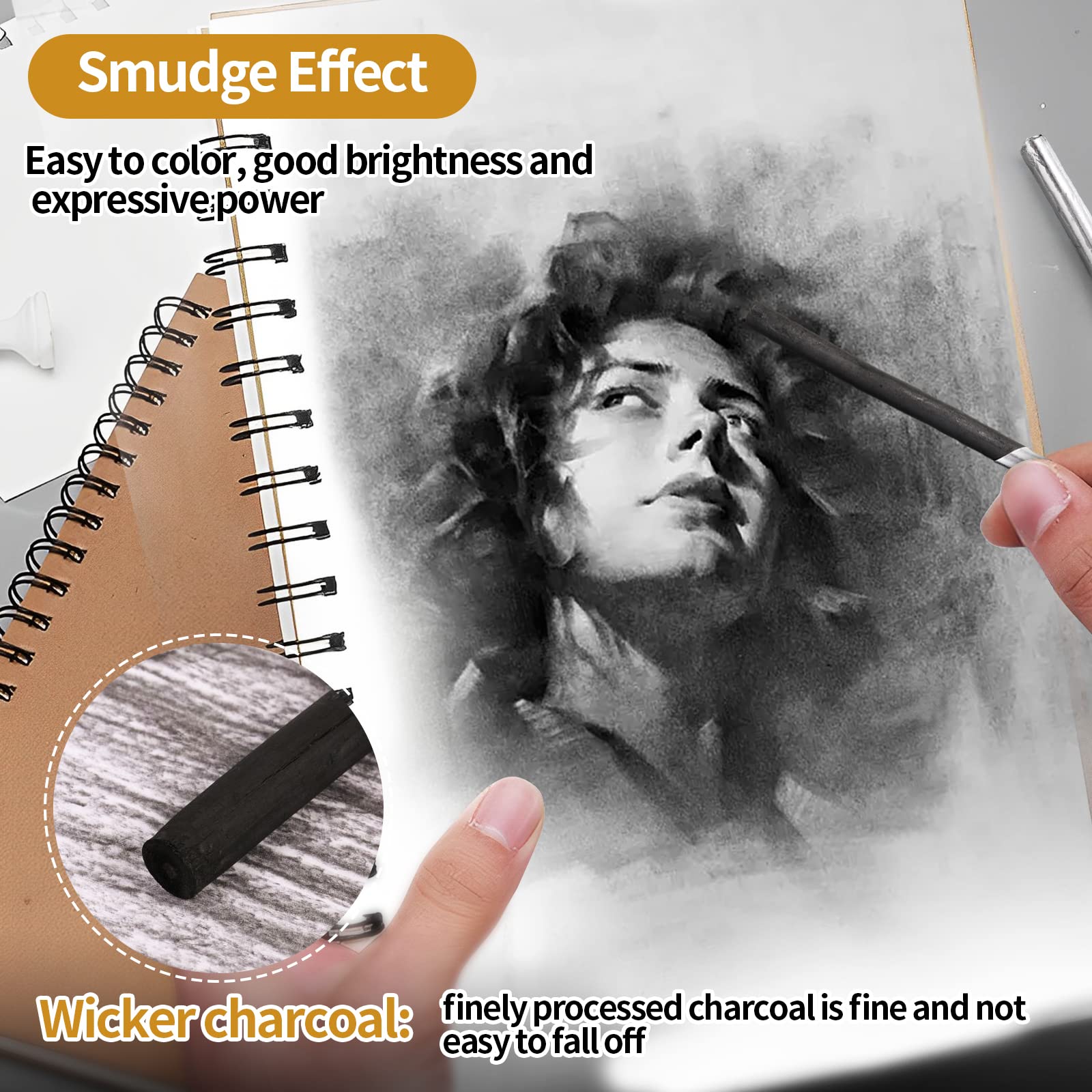 Vine Charcoal Sticks For Art 10pcs Pack Willow Charcoal Sticks Metal ...