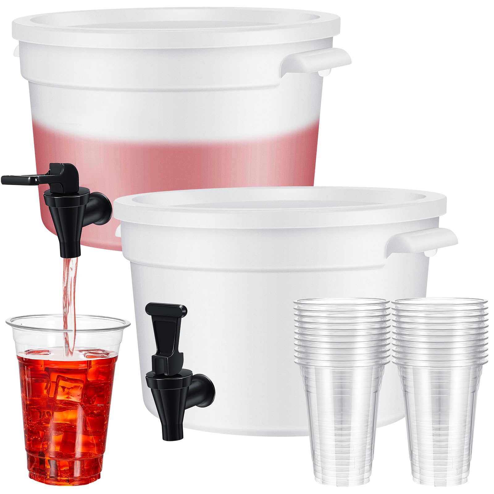 2 Pack Plastic Round Beverage Dispenser 3 Gallon Plastic Drink ...