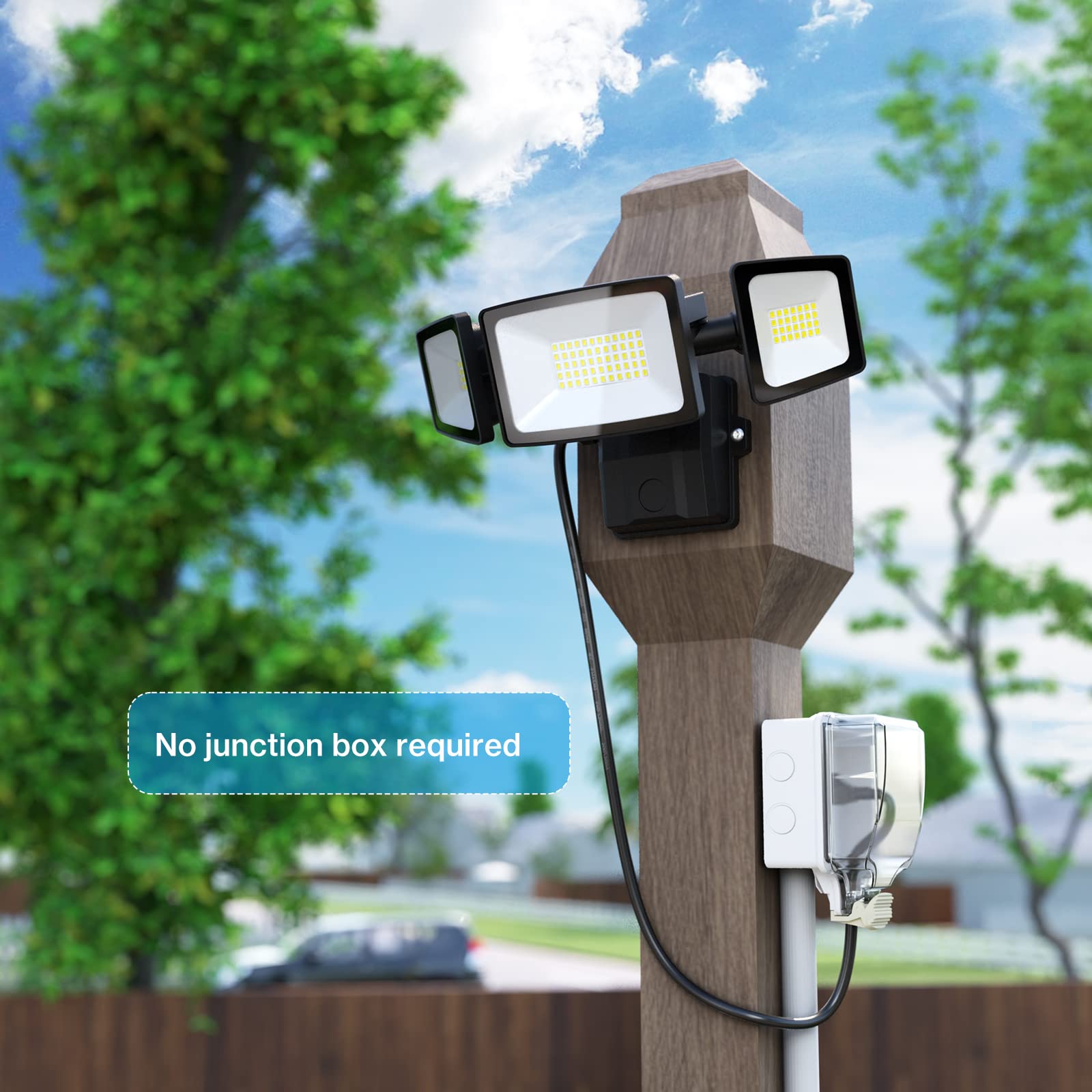 Olafus 55W Flood Lights Outdoor Plug in, 5500LM LED Security Light ...