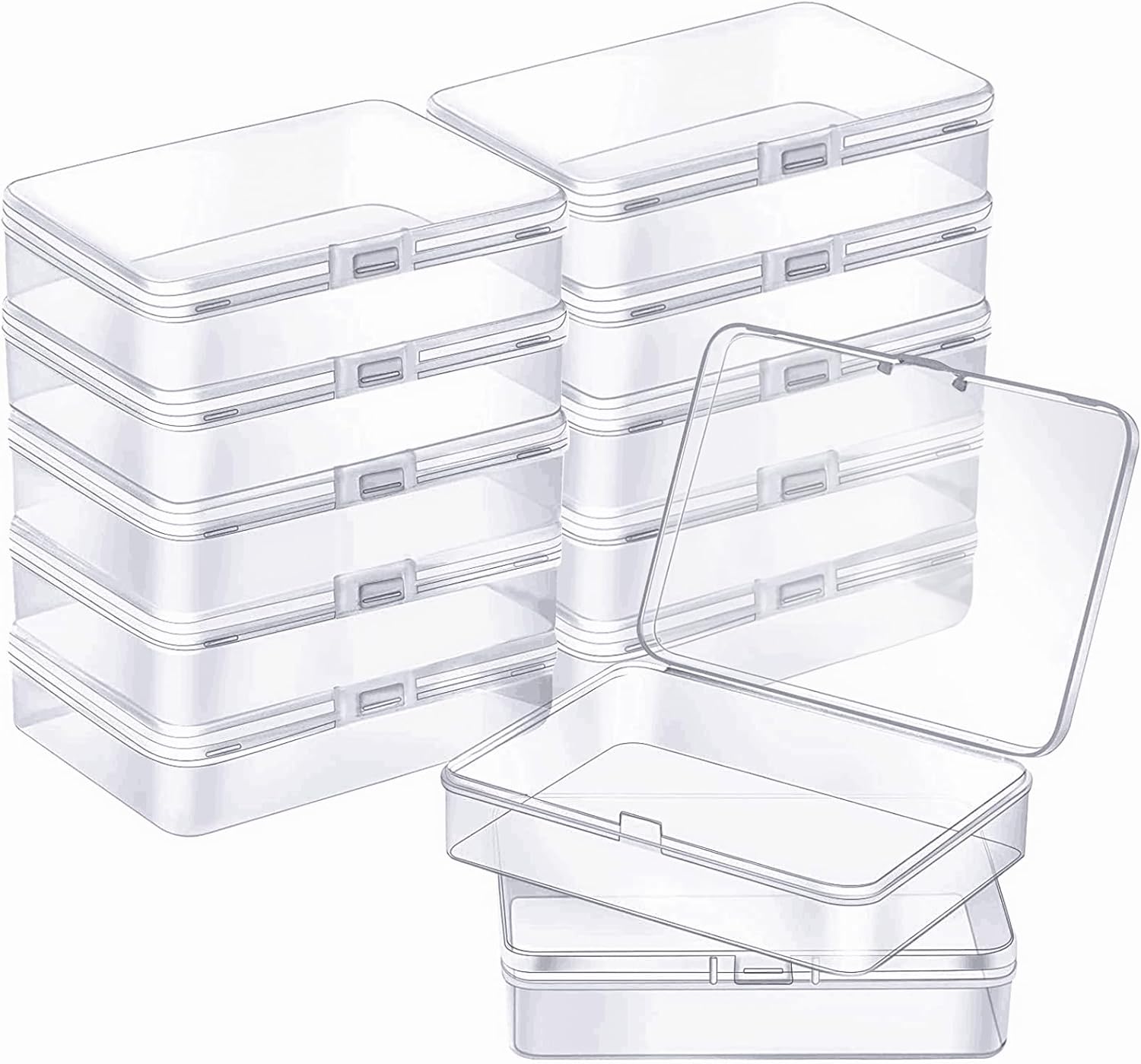 Amazon.com: Qeirudu 12 Pack Small Plastic Boxes with Hinged Lids ...