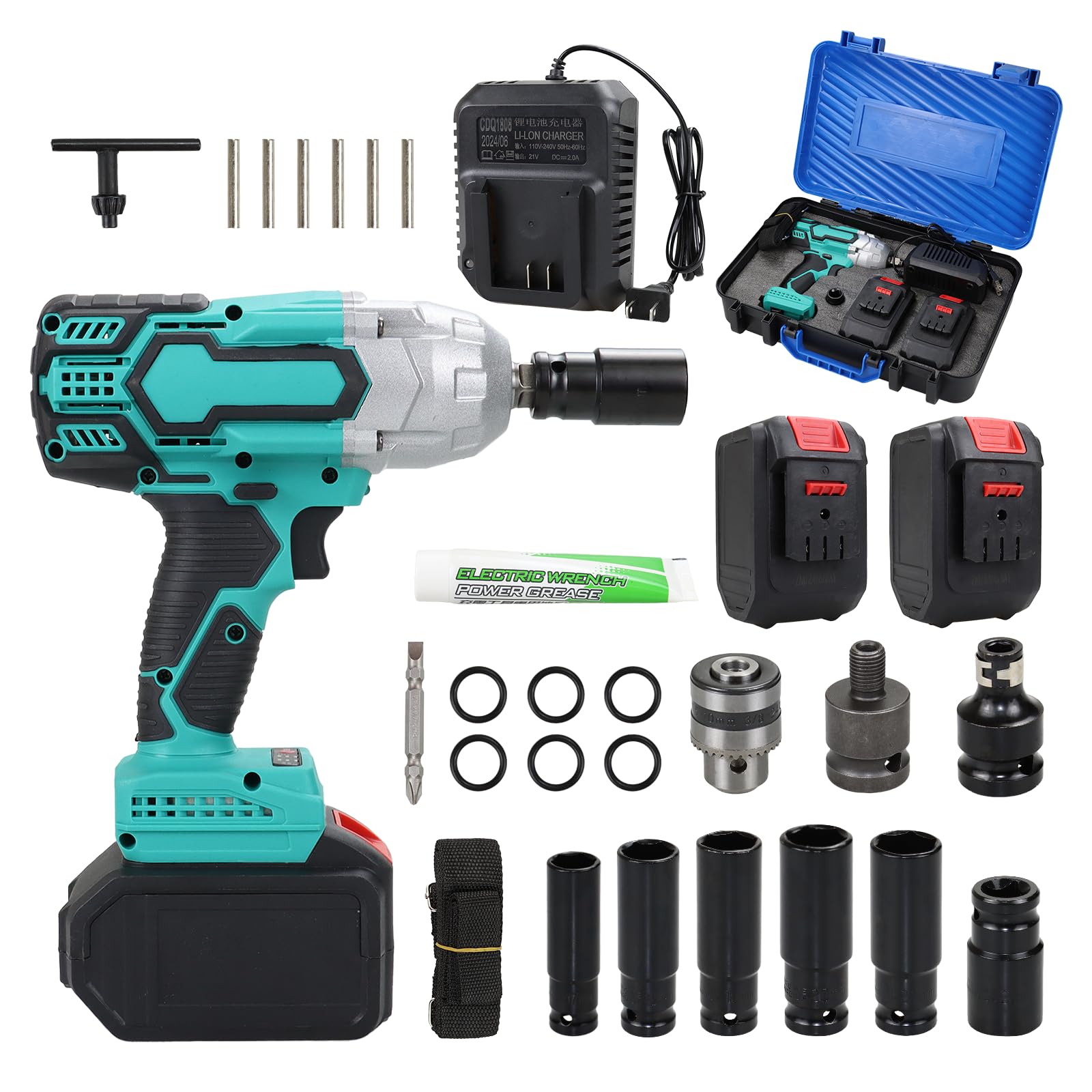 720Nm Cordless Impact Wrench High Torque,1/2" Brushless Impact Gun,21V ...
