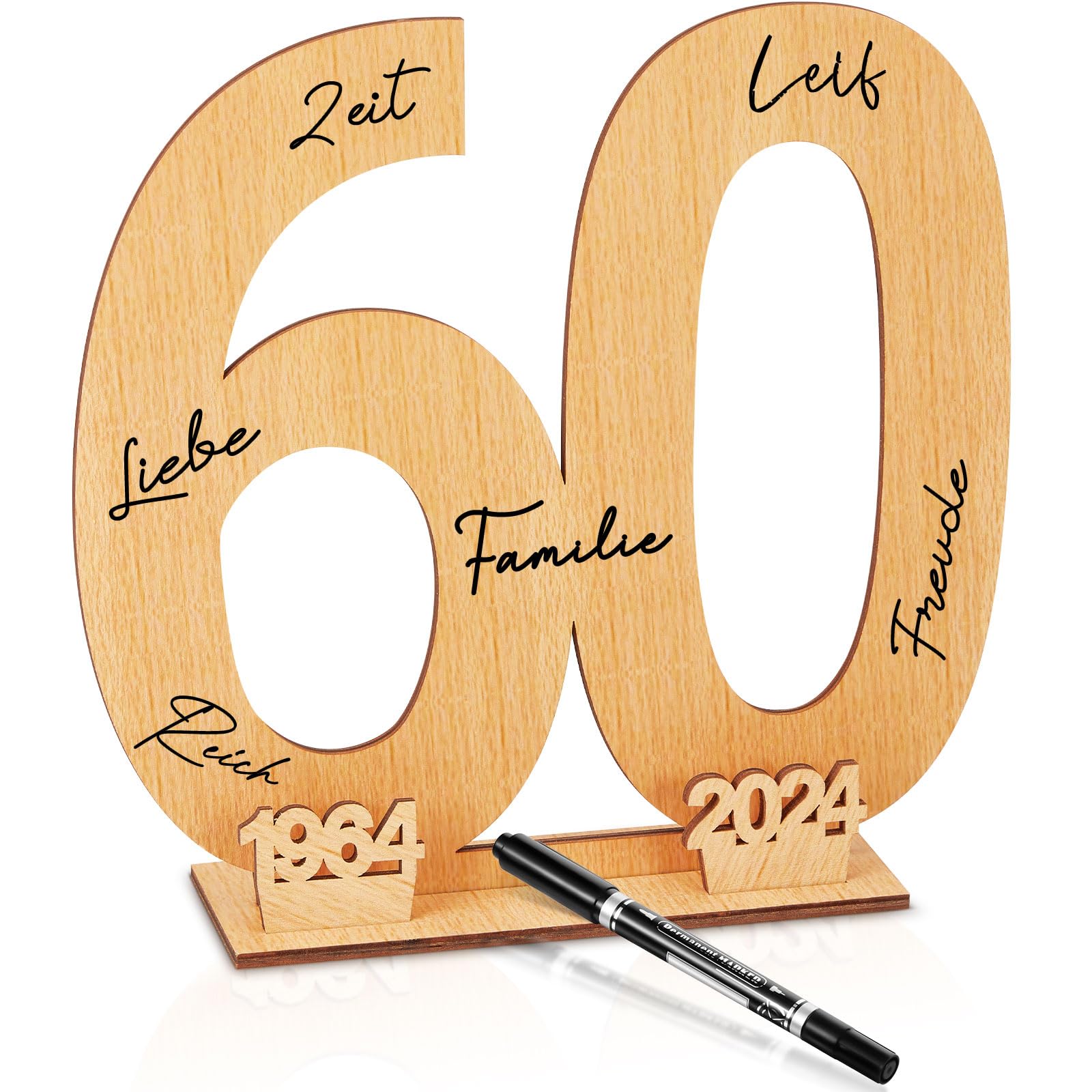 60 Wood Sign Guest Book 60th Birthday Wooden Freestanding Signature ...
