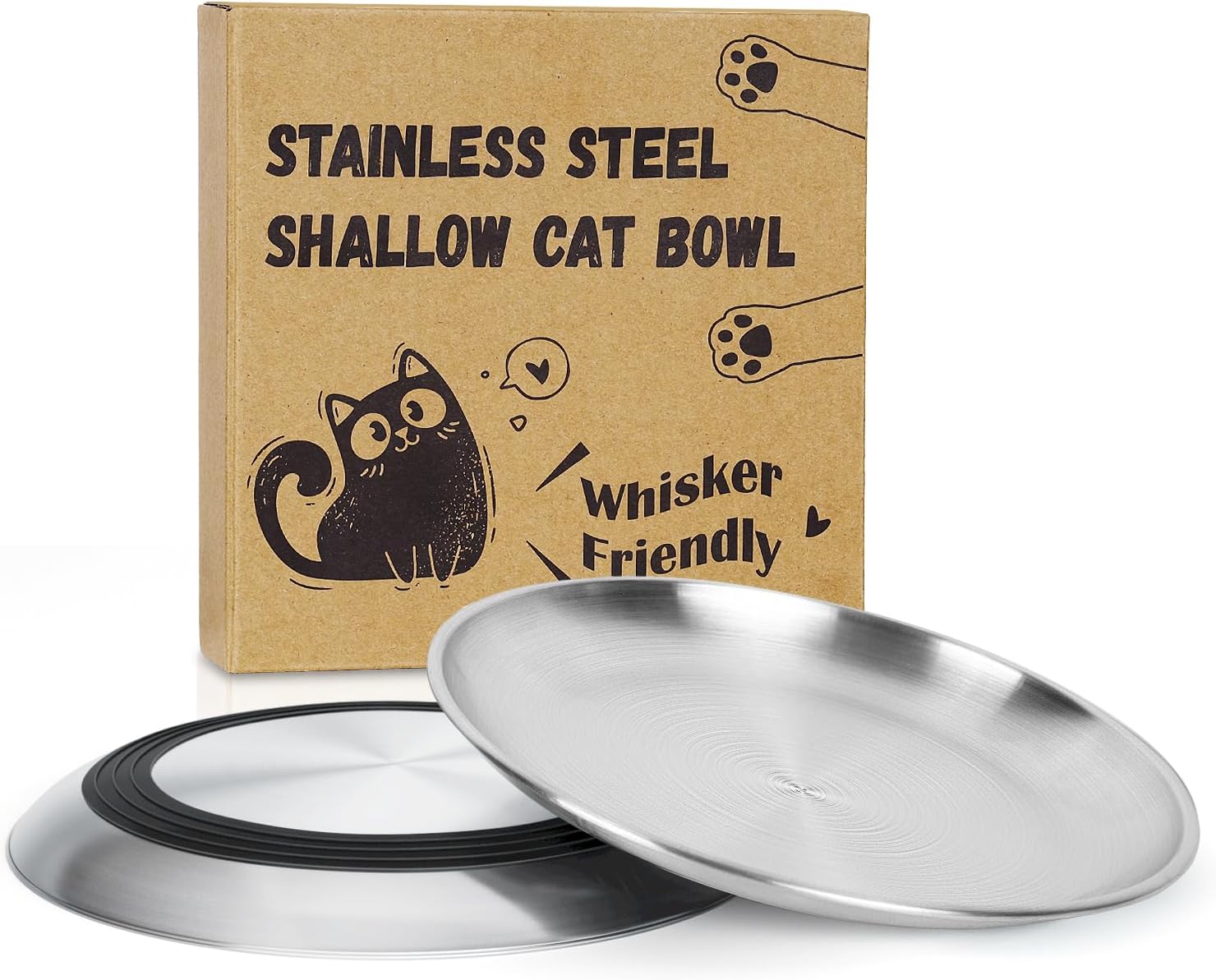 Amazon.com : 2 Pcs Stainless Steel Cats Bowls, Cat Food Bowl, 5.52 ...