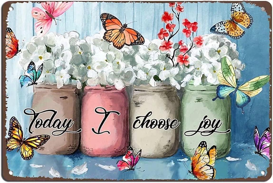 Amazon.com: Garden Flowers Metal Tin Sign,Today I Choose Joy,Retro ...
