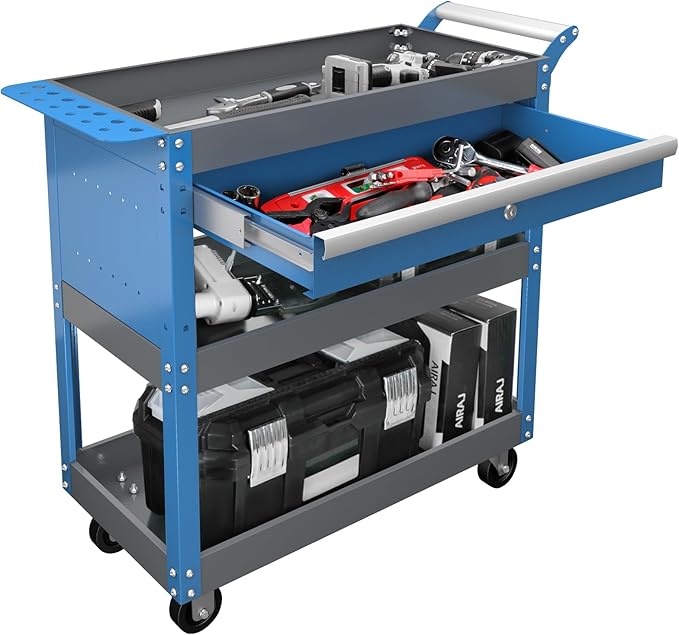 Amazon.com: AIRAJ 3 Tier Rolling Tool Cart on Wheels | Mechanic Tool ...