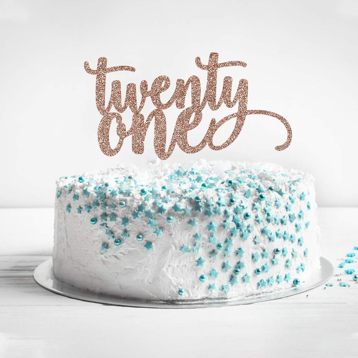 Buy Twenty One Cake Topper Rose Gold Glitter- 21st Birthday Cake Topper ...