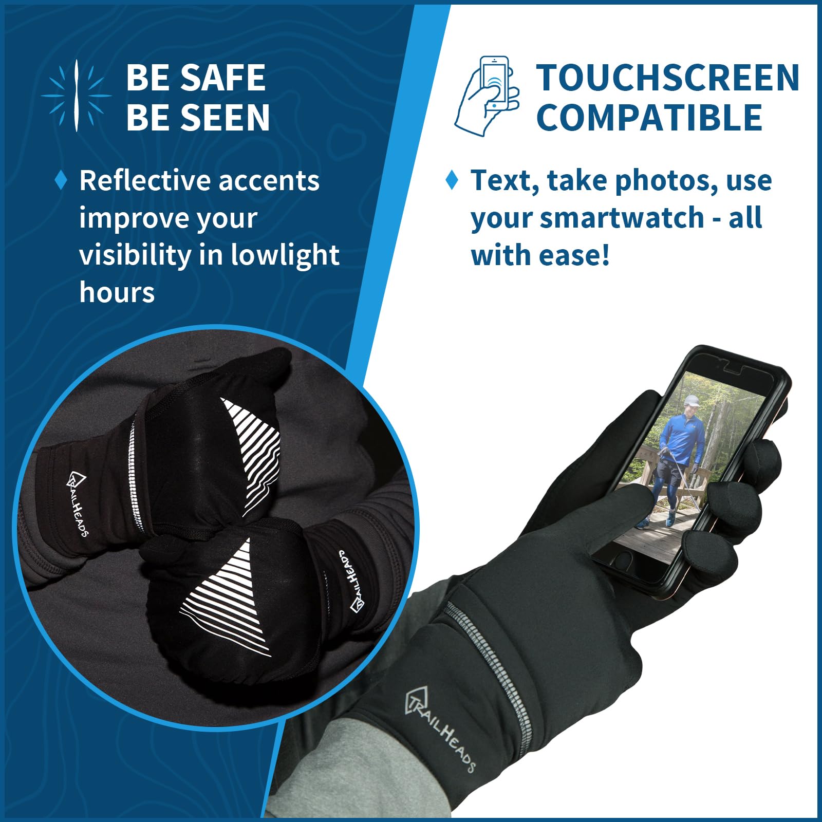Snapklik.com : TrailHeads Mens Running Gloves Touchscreen Fingers ...