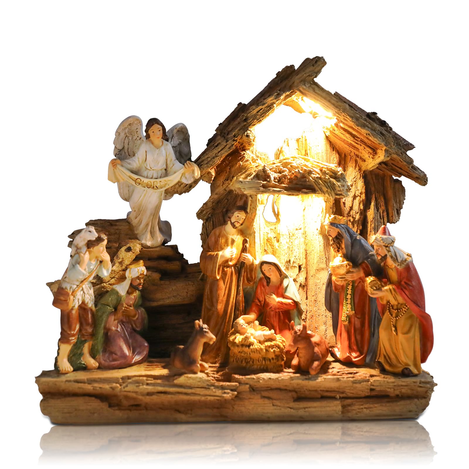 Amazon.com: Ovewios Christmas Family Decoration, Nativity Set with ...