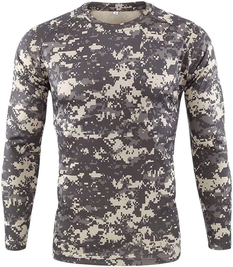 ZYXTIM Camo T Shirt for Men Long Sleeve Crew Neck Gym Workout Fitness ...