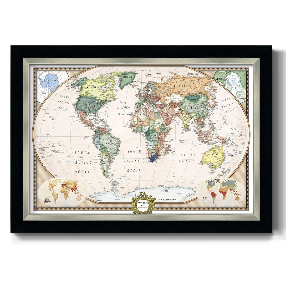 Executive National Geographic Travel Map with Push Pins, Wall Art for ...