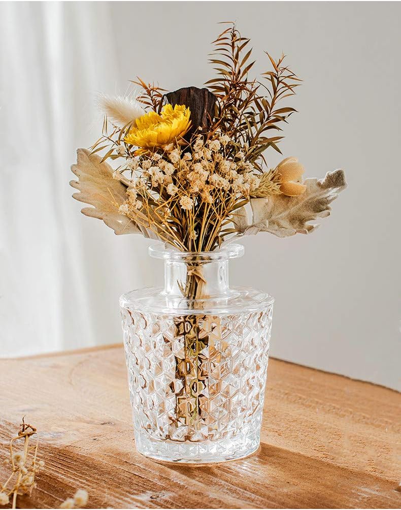 Amazon.com: Small Clear Glass Vase for Centerpieces,Diamond Glass Bud ...