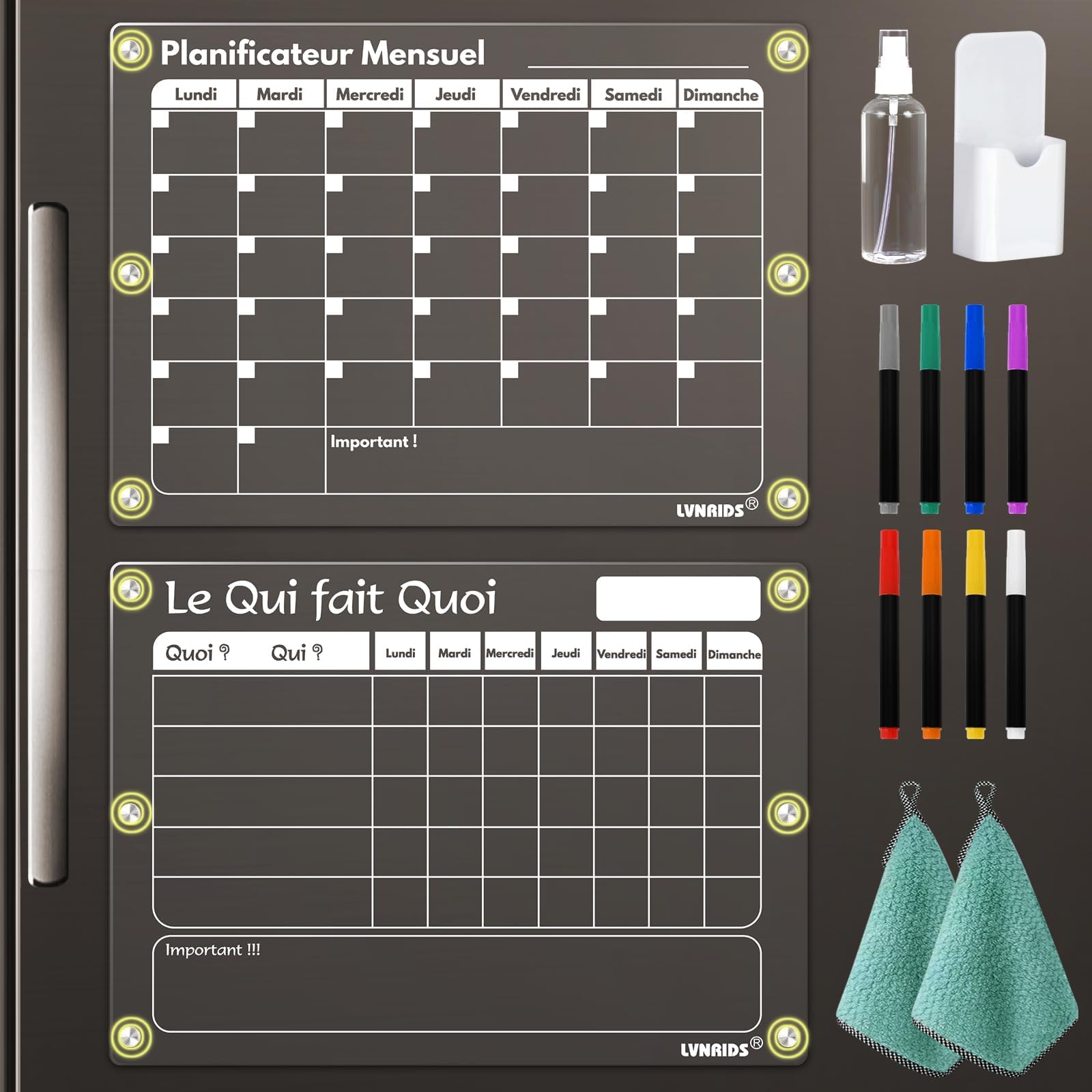 HOMY LOVY Set 2 Tableaux Frigo Transparent et Doré - Calendrier ...