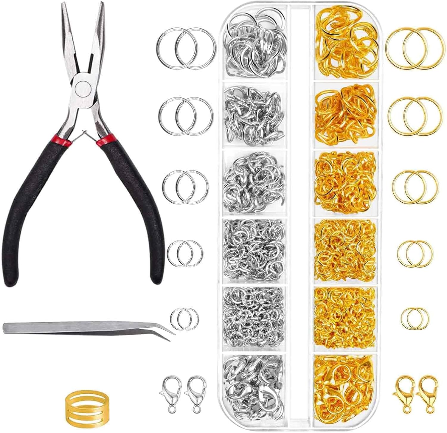 1440PCSKey Ring Hoops Making Kit(4/5/6/8/10/12mm), Round Silver Key ...