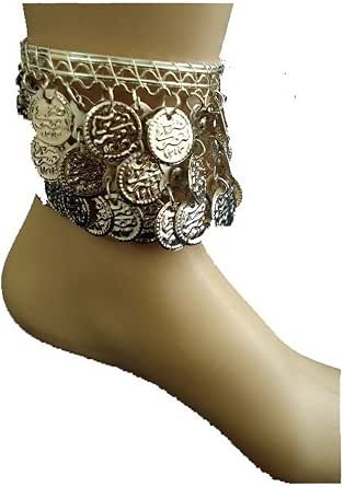 Amazon.com: Belly Dance Anklet Egyptian Gypsy Tribal Silver-Gold ...