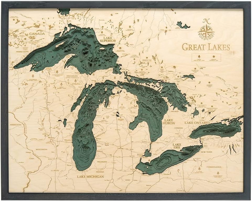 Amazon.com: Great Lakes 3-D Nautical Wood Chart, 24.5" x 31": Prints ...